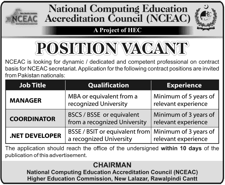 National Computing Education Accreditation Council Jobs 2019