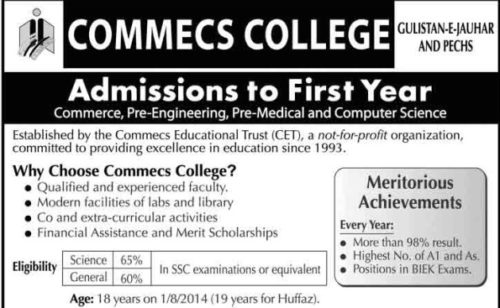 Commecs College Admission Test Date 2025 Fee Structure
