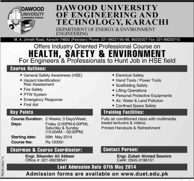 Dawood University of Engineering & Technology Offers Industry ...