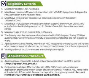 HEC Overseas Scholarships under Faculty Development Program 2019