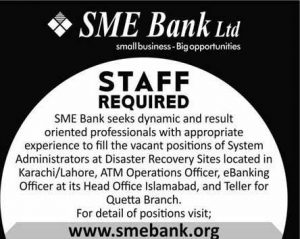 SME Bank Pakistan Jobs 2024 Apply Online www.smebank.org