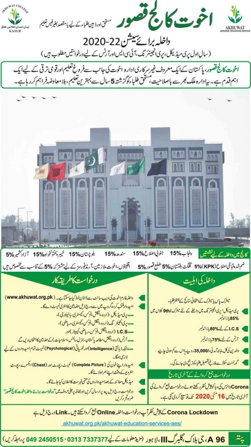 Akhuwat College Kasur Admission Form 2020 Entry Test Result - LearningAll