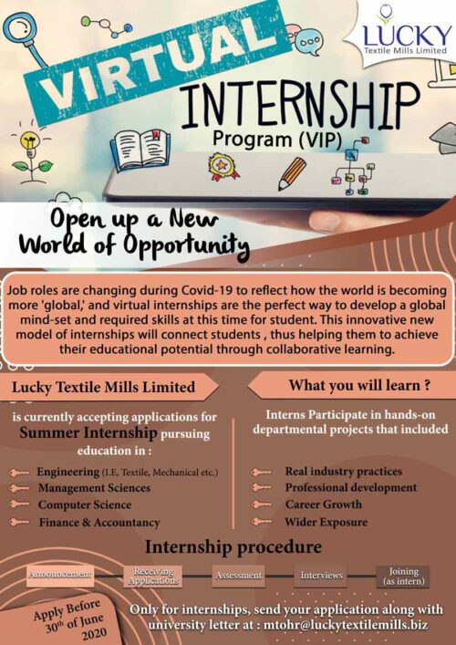 Lucky Textile Mills Limited Summer Internship Program 2024 Apply Online