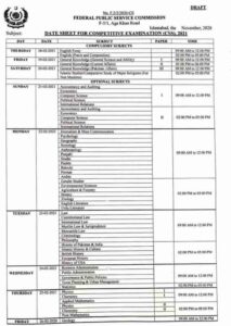 FPSC CSS Exam Date Sheet 2024 | CSS Written Exam Schedule